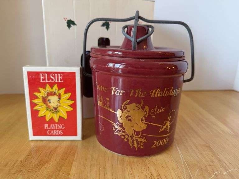 Borden’s Elsie 2000 Holiday Crock & Playing Cards - Auction Ohio
