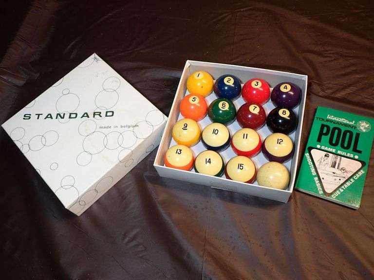 Standard Pool Balls – Belgium with Game Rules Booklet - Auction Ohio