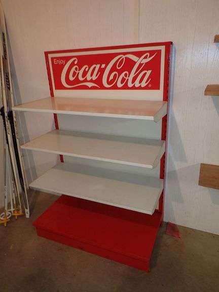 Coca-Cola Branded Metal Display Shelf Unit with Red and White Finish ...