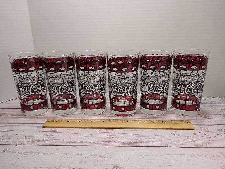 6 Coca-Cola Stained Glass Design Tumbler Glasses - Auction Ohio