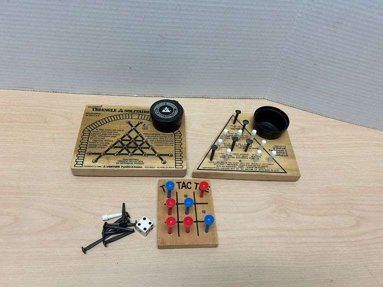 3 Classic Wooden Strategy Board Games - Auction Ohio