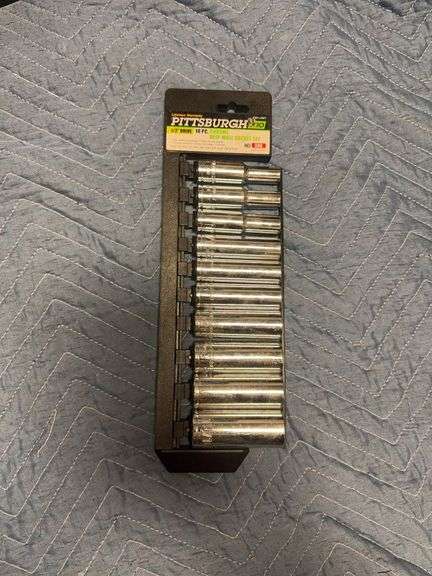 Pittsburgh Pro 1/2” Drive 10Pc Chrome Deep Wall Socket Set - Auction Ohio