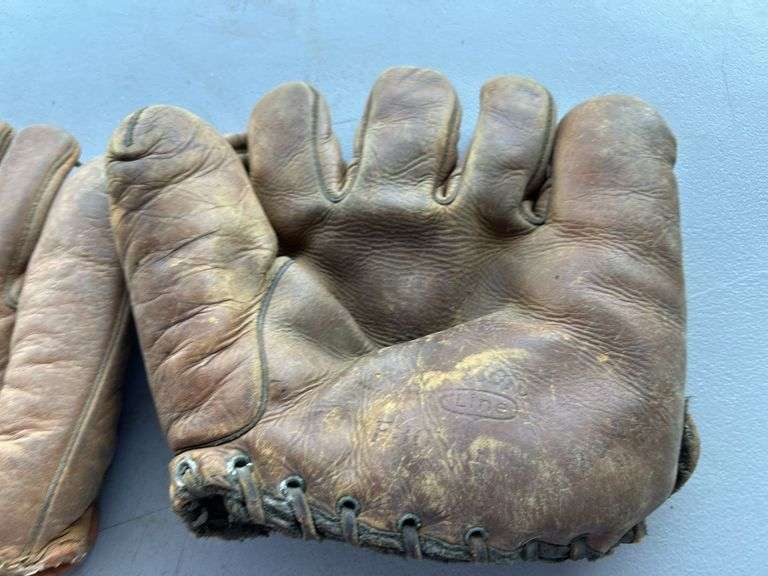 Three Vintage Leather Baseball Gloves - Auction Ohio