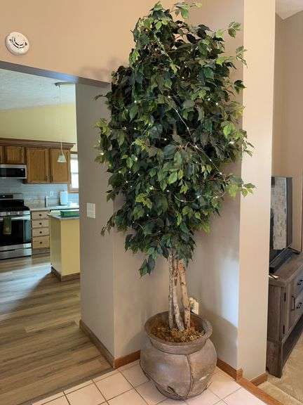 Large lighted artificial ficus tree - Auction Ohio