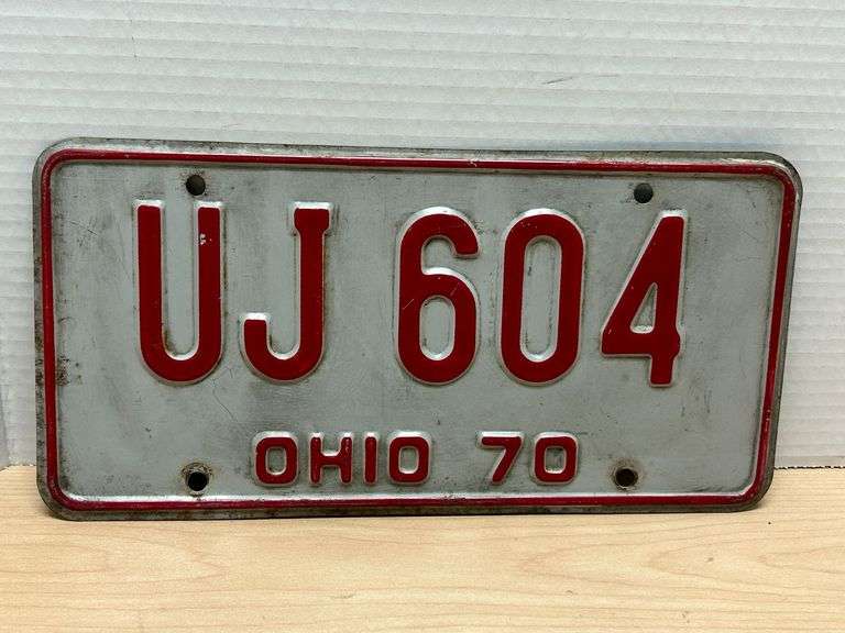 Vintage 1970 Ohio License Plate – UJ 604 - Auction Ohio