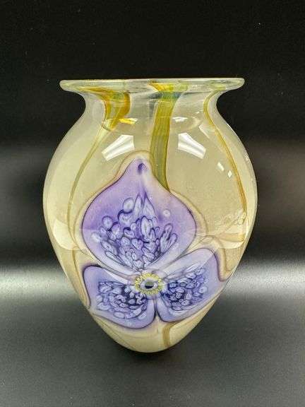 Eickholt Signed Art Glass Vase - Auction Ohio