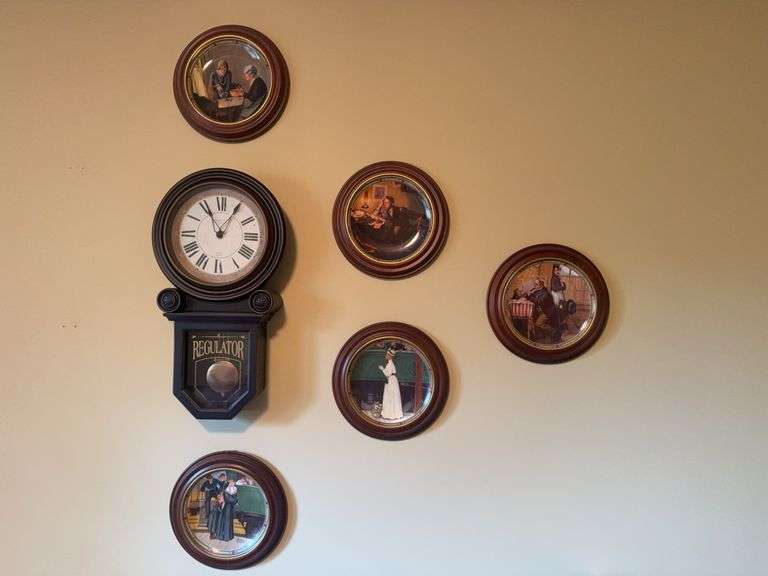 12 Knowles Norman Rockwell Plates and Clock Set - Auction Ohio