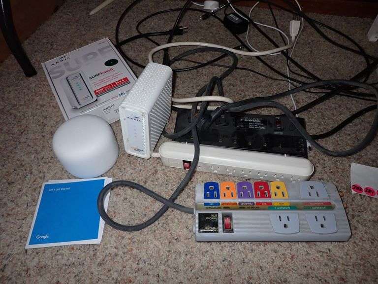 ARRIS SURFboard Cable Modem, Google Nest Wi-Fi Router, and 3 Surge ...