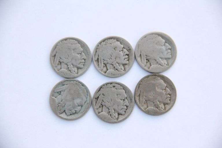 Lot of six Buffalo nickels marked either D or S - Auction Ohio