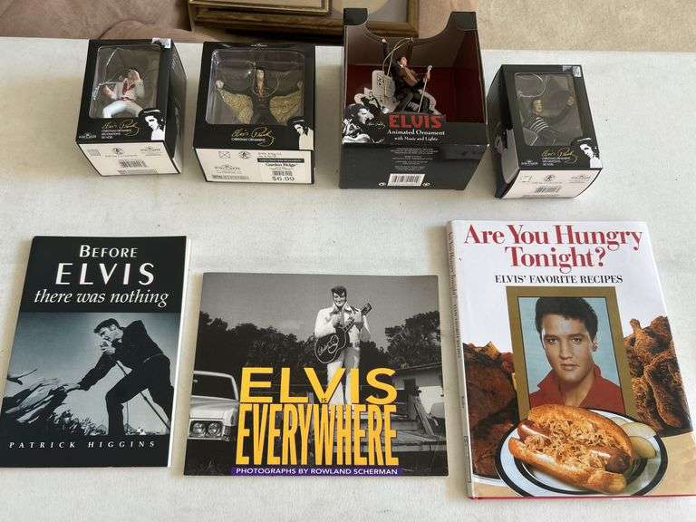Elvis Presley Collectible Lot with Ornaments, Books, and Cookbook ...