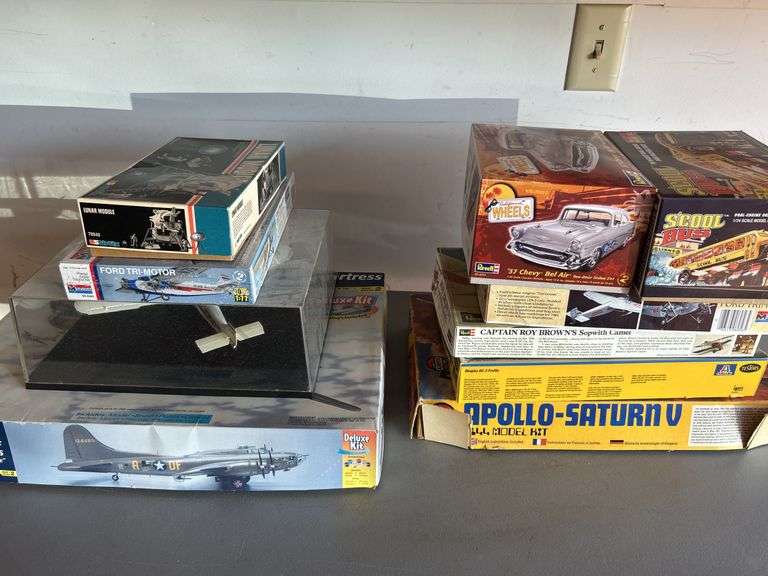Vintage Aircraft and Vehicle Model Kits with Finished Ford Tri-Motor ...