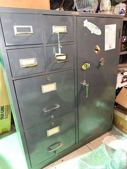 COLE-STEEL VINTAGE FILING CABINET WITH LOCKER DOOR SHELVES AND SIX ...