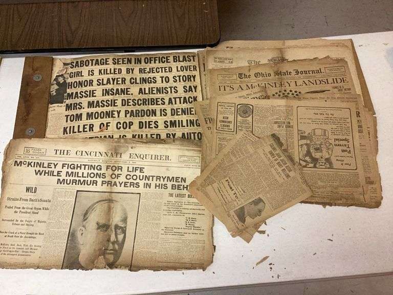 Antique Newspapers Lot – McKinley Era Headlines, Cincinnati Enquirer ...