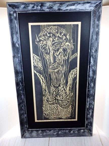 1959 Rex Regum Woodcut Signed by Charles Caputo - Auction Ohio