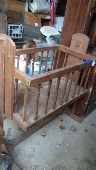 Walnut rocking baby cradle - Auction Ohio