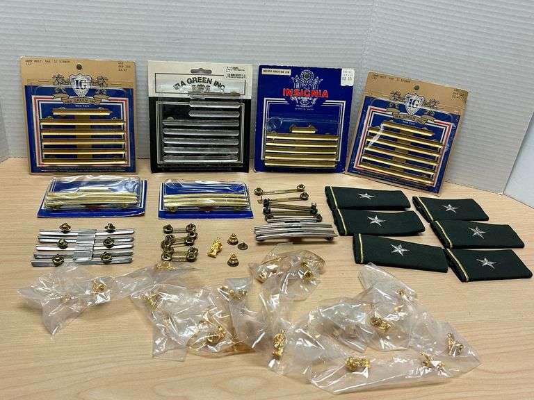 Military Insignia Lot – Rank Bars, Pins, and Epaulettes (Various Makers ...