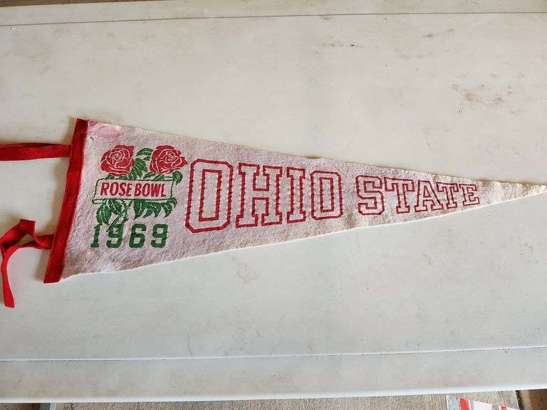 1969 Ohio State Rose Bowl Pennant Has Damage & Discoloration 30"X11 ...