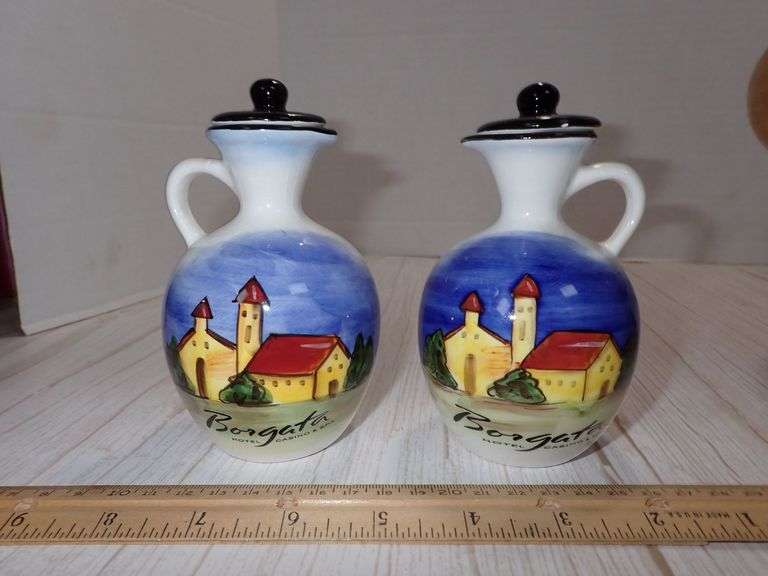 Borgata Hotel Casino & Spa Ceramic Oil Cruet Pair - Auction Ohio