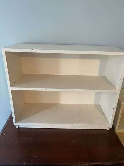 Two-Shelf White Wooden Bookcase - Auction Ohio