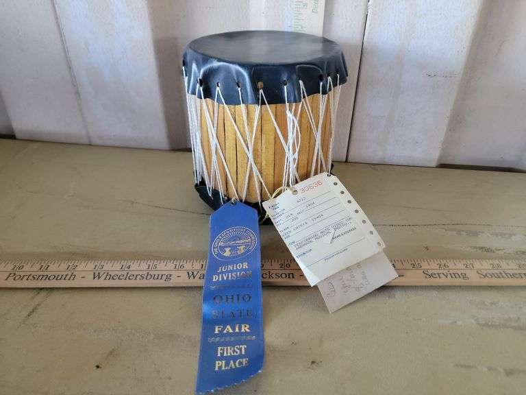 Hand Made Drum W/1st Place Ribbon - Auction Ohio