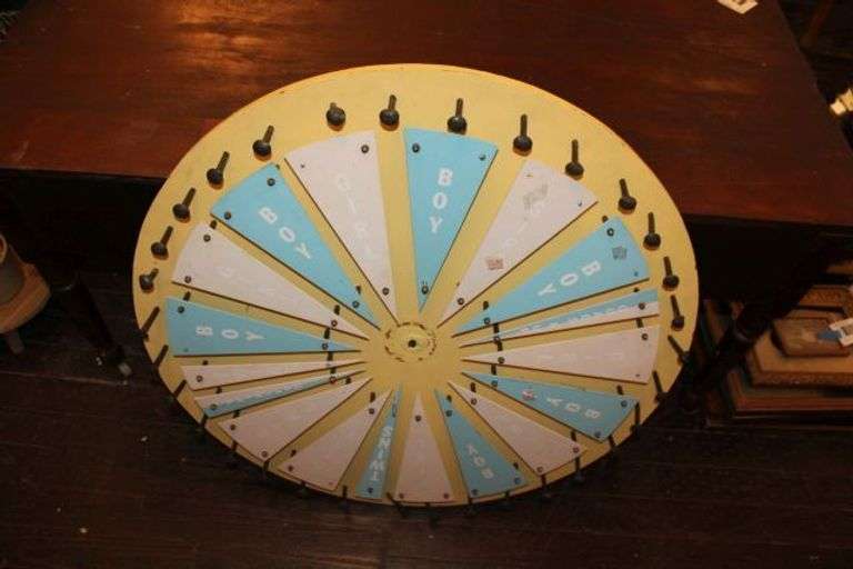 Vintage Circular Wooden Prize Wheel with Boy/Girl/Twins Design ...