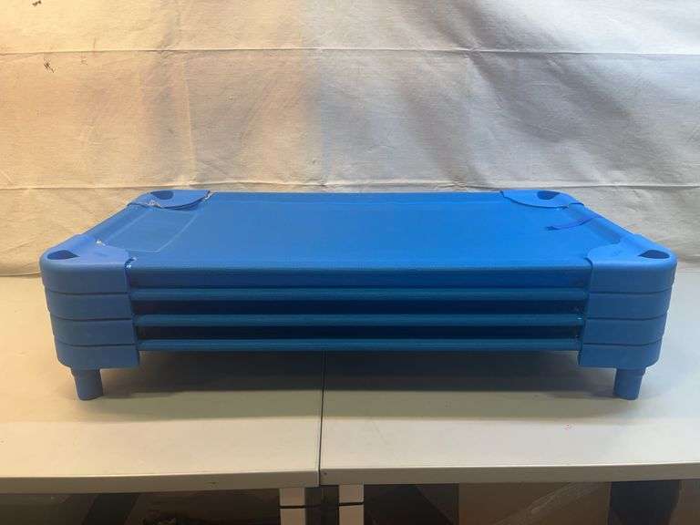 Stackable Blue Plastic Child Rest Mats with Mesh Fabric Tops - Auction Ohio