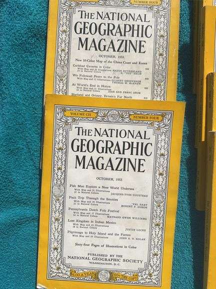 Lot of National Geographic’s from 1952, 1953, and 1958. - Auction Ohio