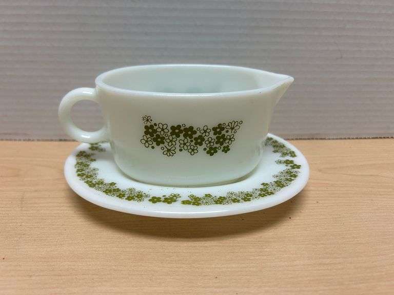 Vintage Pyrex Corning Spring Blossom Gravy Boat with Underplate ...