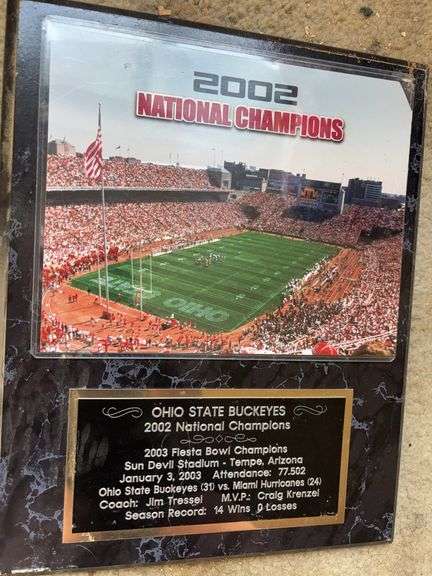 Ohio State National Champs Blanket and Plaque - Auction Ohio