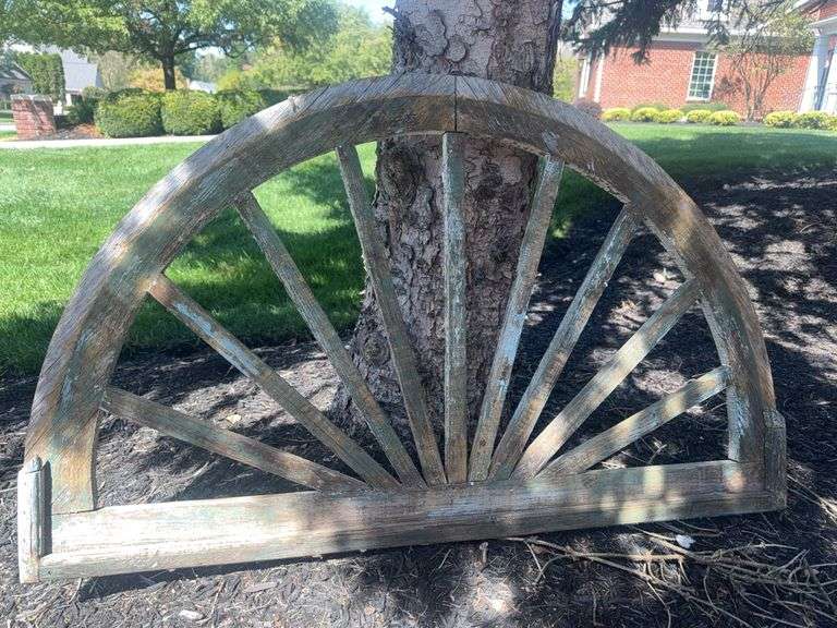 Wooden Half-Wheel Decorative Wall Piece - Auction Ohio