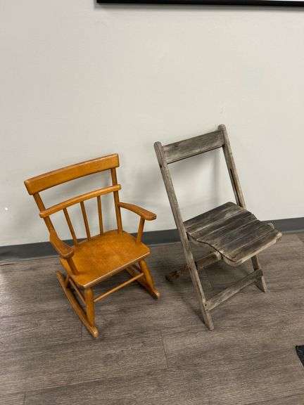Children’s Wood Rocking and OSU AA Folding Chair - Auction Ohio