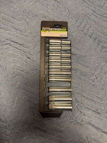Pittsburgh Pro 1/2” Drive 10Pc Chrome Deep Wall Socket Set - Auction Ohio