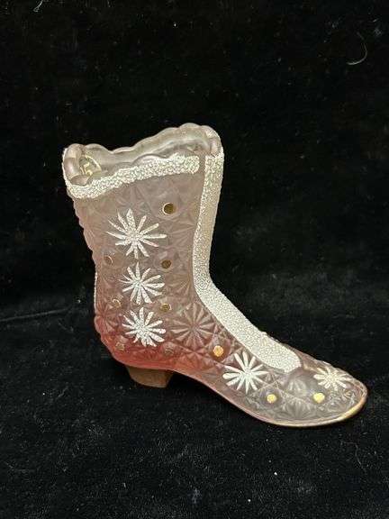 Fenton Art Glass 95th Anniversary Handpainted Boot Figurine - Auction Ohio