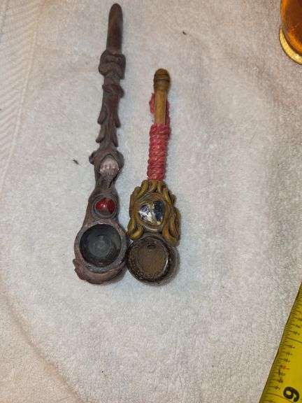 2 unique wannabe kind rare handmade pipes with the stones and shells ...