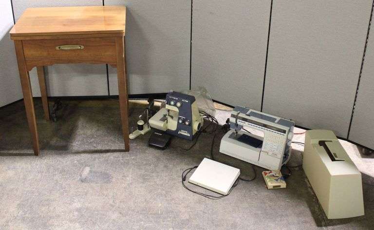 Husqvarna Viking 1100 Sewing Machine, White Super Lock 534 Serger, and ...