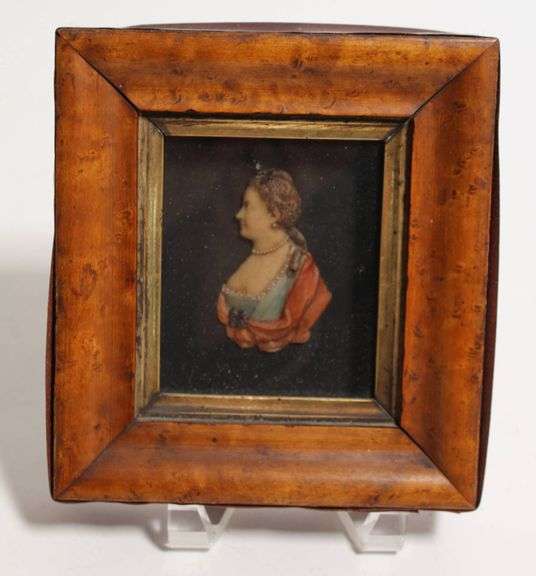 FRAMED WAX MEDALLION PAINTING OF LADY. - Auction Ohio