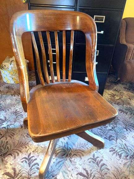 Vintage wood task chair - Auction Ohio