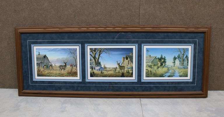 Framed Triptych of Larry Zach’s ‘Old Rivals’ Series I-III - Auction Ohio