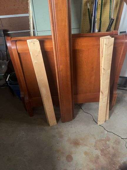 Wooden Sleigh Bed Frame with Wooden Support Slats - Auction Ohio