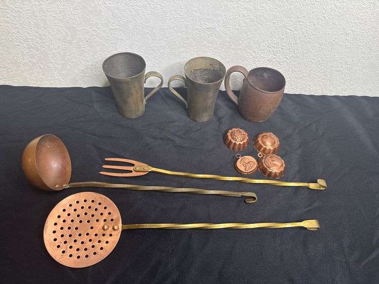 Vintage Copper & Brass Kitchen Utensil Lot - Auction Ohio
