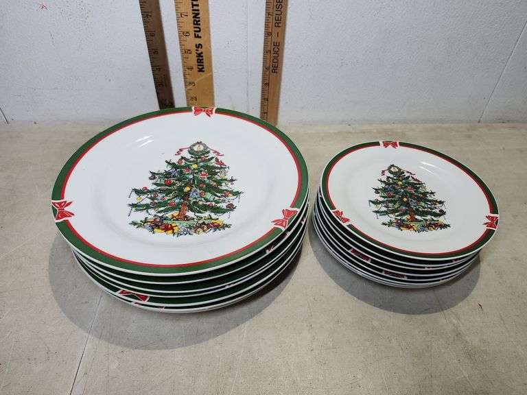 Ribbons & Tree Porcelain China, 8 Dessert Plates 7.5'' & 7 Dinner ...