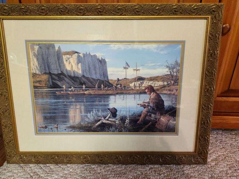 Gary R. Lucy Signed 2003 Print Lewis & Clark William Clark Writing In ...