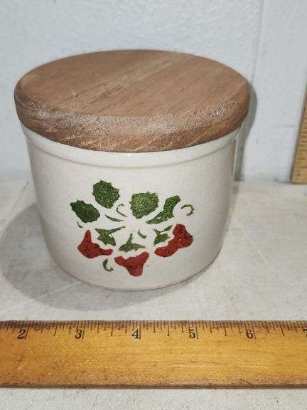 Robinson Ransbottom Roseville, Ohio Low Jar 1 Pt. Crock W/Wood Lid ...
