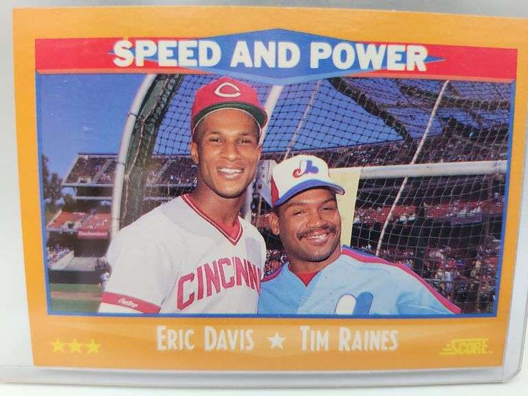 1988 Score Eric Davis-Tim Raines Speed & Power Card W/Protector ...