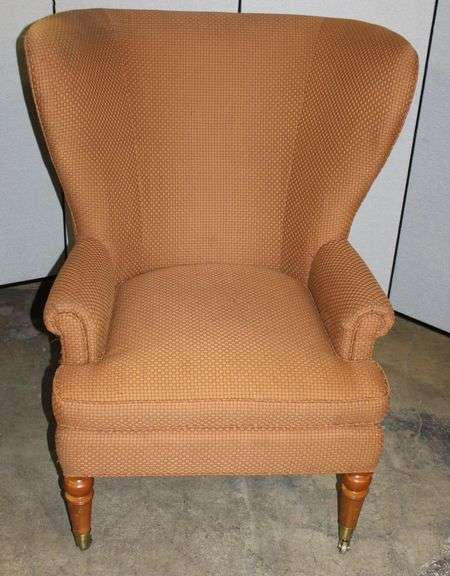Pearson Upholstered Wingback Chair with Checkered Fabric - Auction Ohio