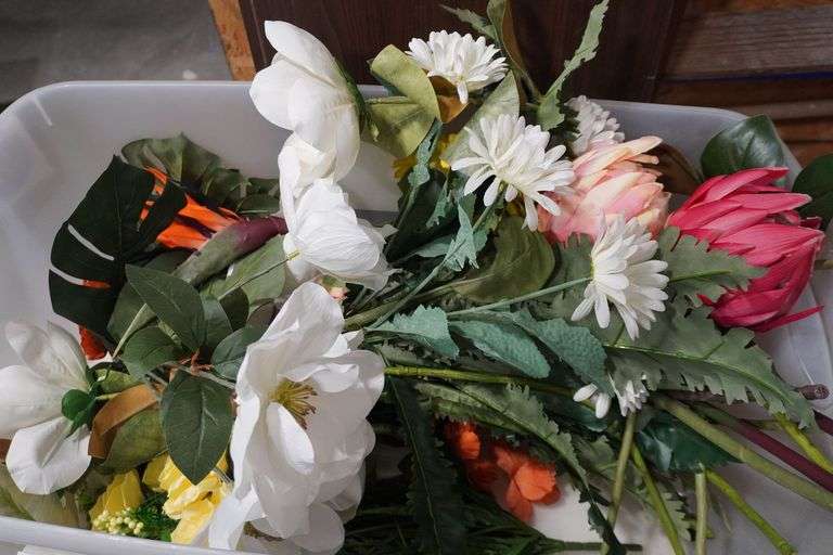 Assorted Artificial Flowers & Greenery – Mixed Styles in tote - Auction ...