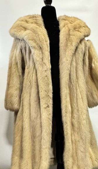 Full-Length Beige Fur Coat With Embroidered Lining - Auction Ohio
