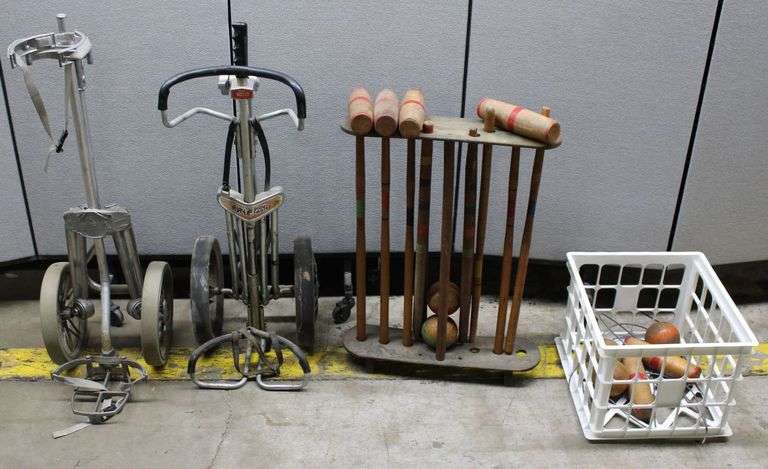 Ajay Playmate Golf Club Pull Carts and Croquet Set Lot - Auction Ohio