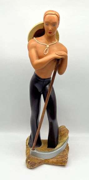 Alexander Baker Co. Chalkware "Man Harvesting Wheat" - Auction Ohio