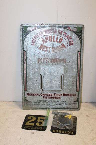 Apollo Tin Calendar Sign - Auction Ohio